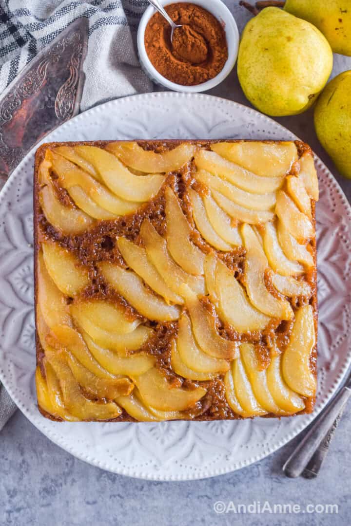 Upside Down Pear Gingerbread Cake - Andi Anne